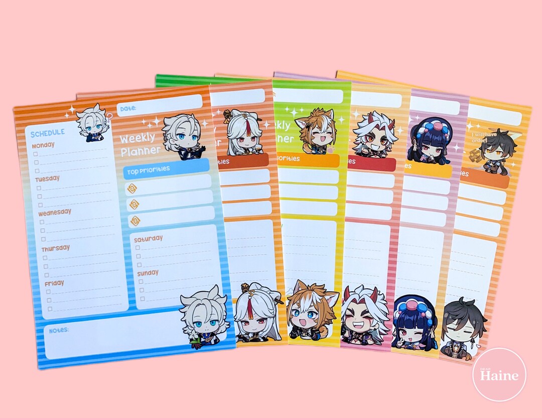 Genshin Impact Geo Weekly Planner - Tear Away Notepads - Etsy