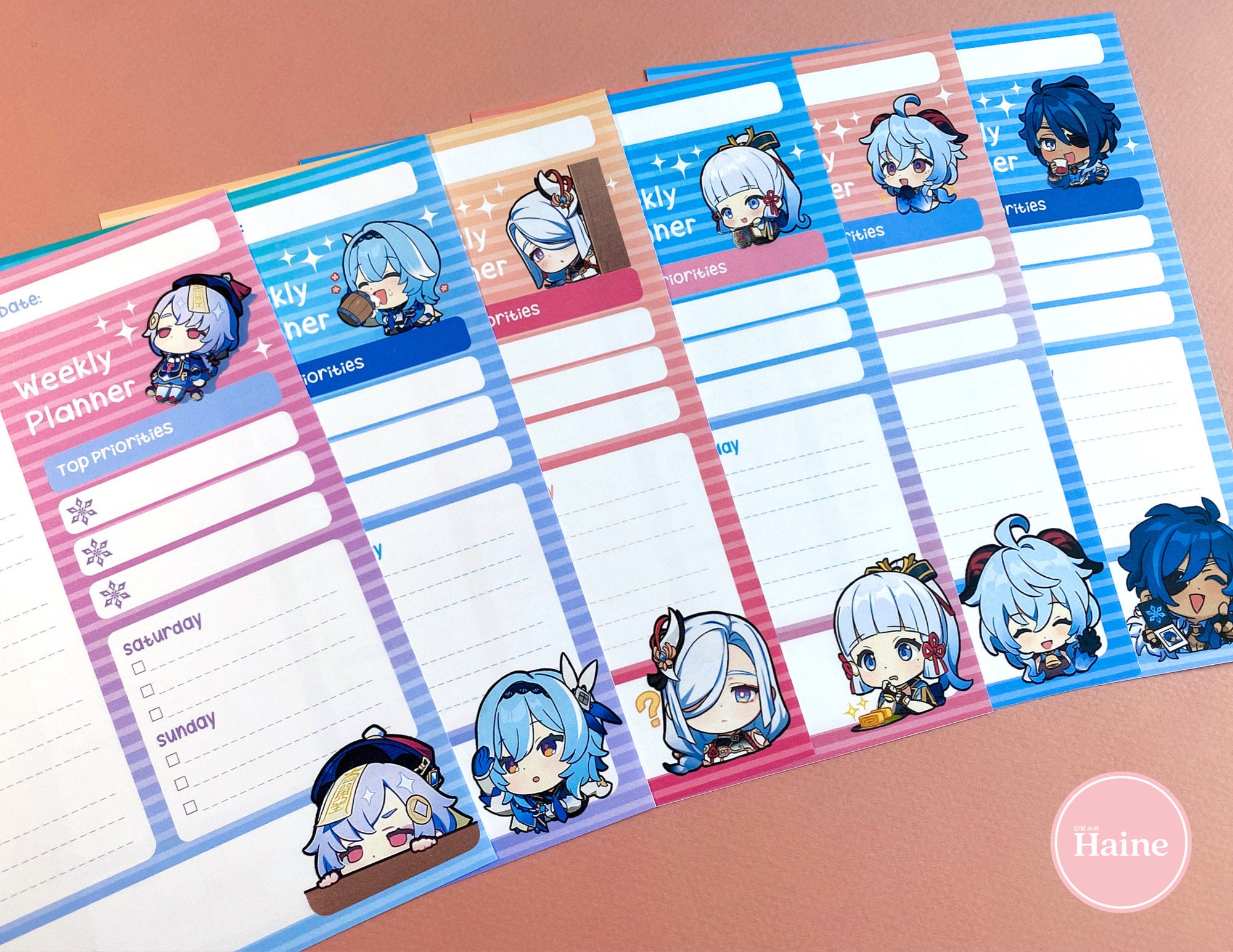 Genshin Impact Cryo Weekly Planner Tear off Notepad Ayaka - Etsy