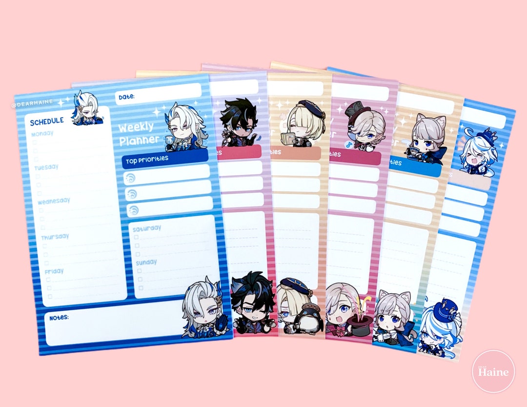 Genshin Impact Weekly Planner Notepads - Fontaine - Etsy