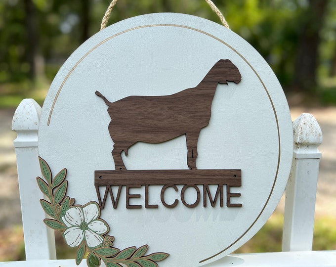Farmhouse Goat Welcome Sign - Etsy