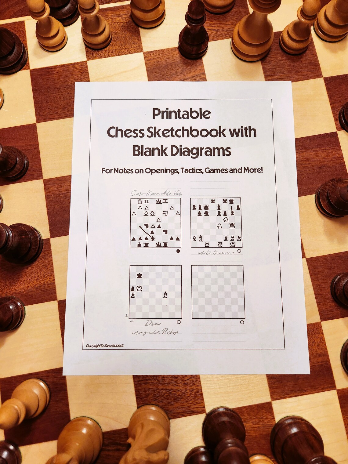 Printable Chess Sketchbook: Blank Board Diagrams for Game Notes (PDF ...