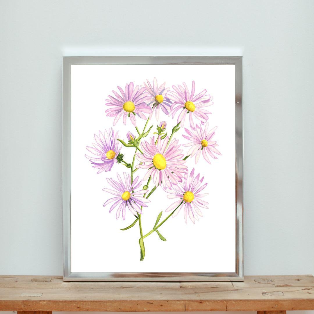 Tansyaster Wildflower Watercolor Print: Southwestern Botanical Art - Etsy