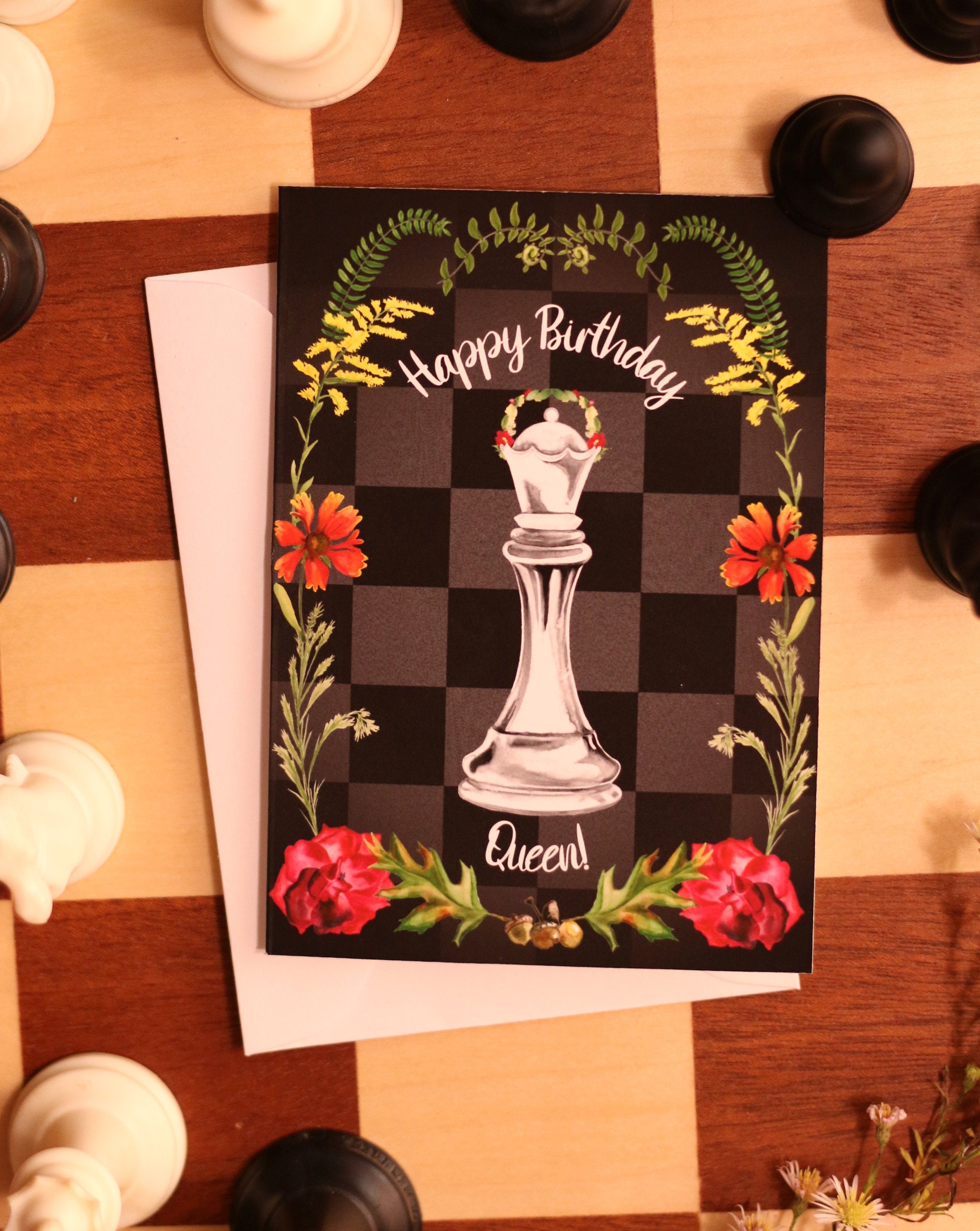 Chess Themed Birthday Greeting Card Queen Chess Piece - Etsy