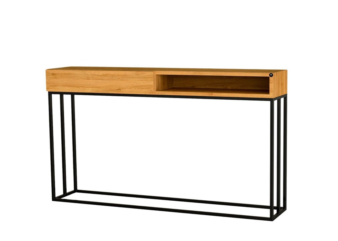 HANDMADE Solid Wood Oak Entryway Table Emra Wood SKD-278 Hallway Table ...