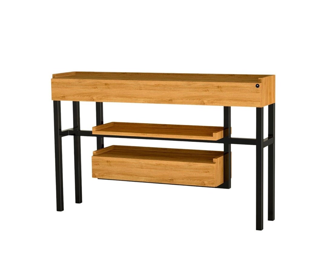 HANDMADE Solid Wood Oak Entryway Table Emra Wood SKD-298 Hallway Table ...