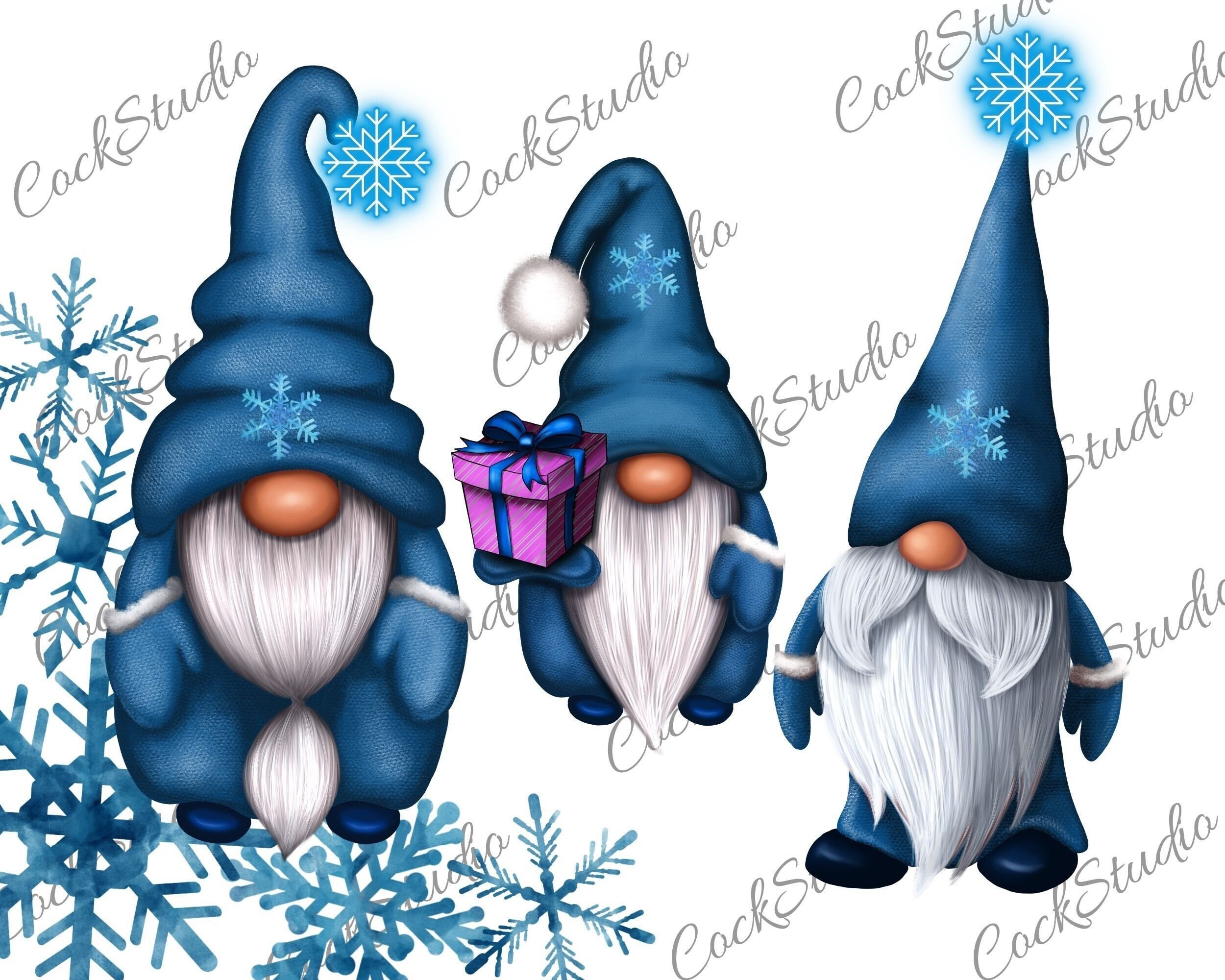 Winter Gnomies Png Sublimation Design Blue Snowflake Gnomes - Etsy