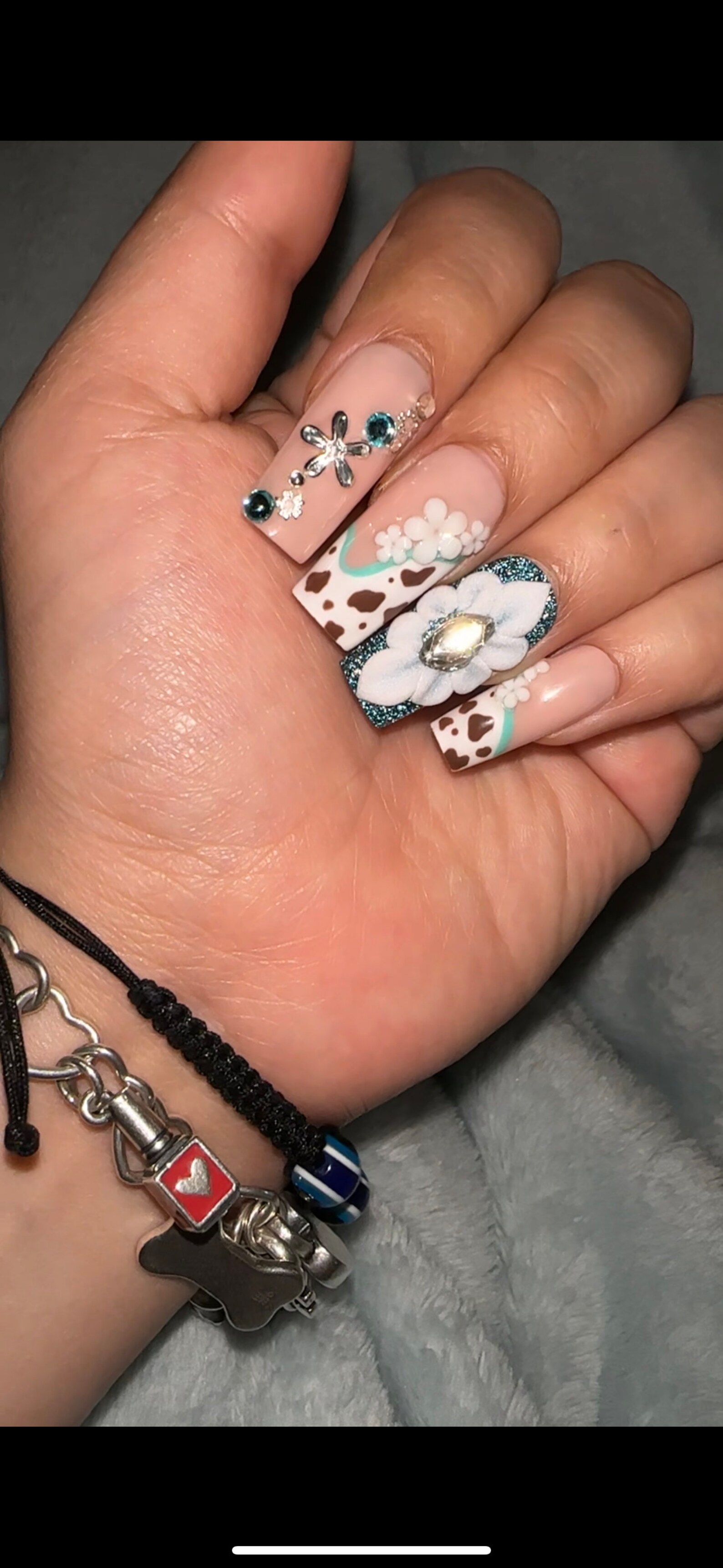 Teal Cow Print Press Ons - Etsy