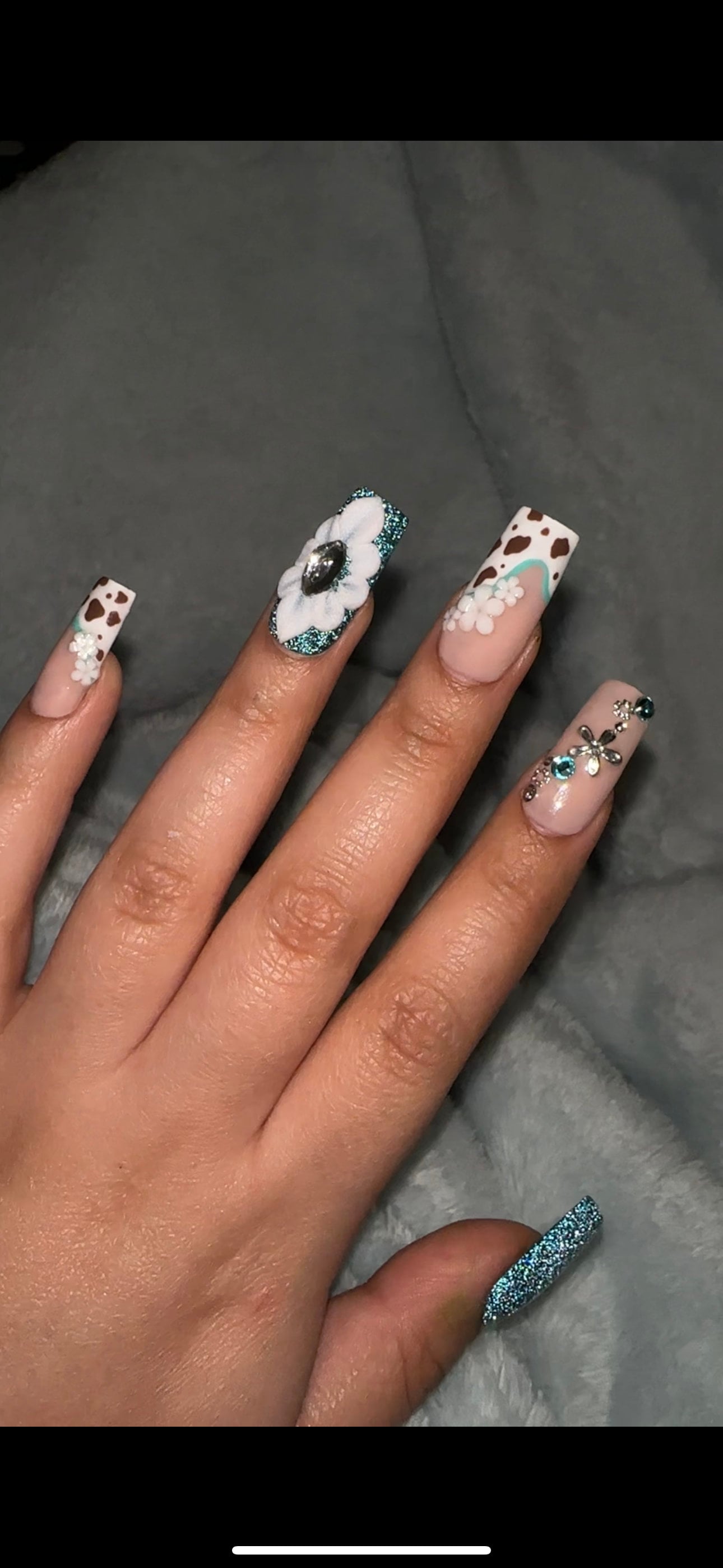 Teal Cow Print Press Ons - Etsy