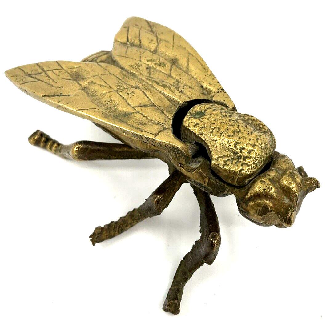 Vintage 4 Inch Brass Fly Ashtray Hinged Wings Wasp Bug Insect MCM ...
