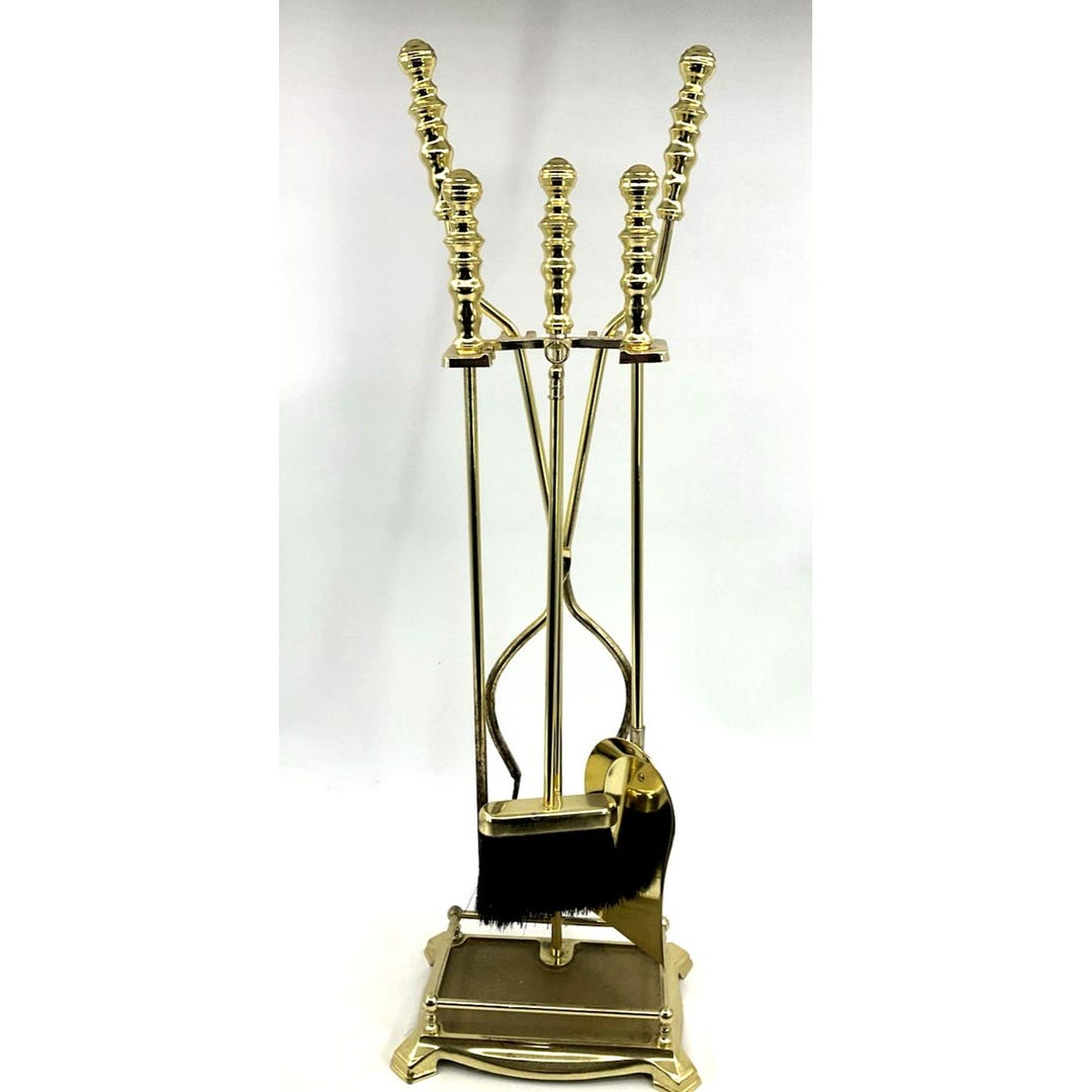 Vintage American Colonial Style Brass Fireplace Tools Hearthware ...