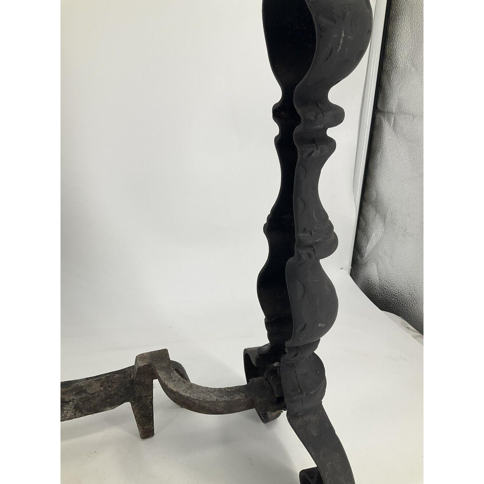 Antique MCM Cast Iron Cannonball Fireplace Andirons Firedogs Metal ...