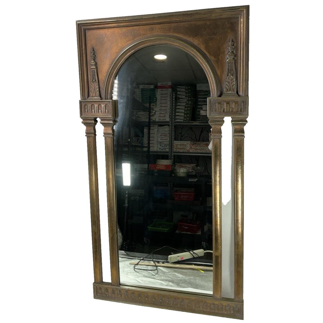 Vintage Neoclassical Arch Wall Mirror With Ornate Columns – Bronze ...