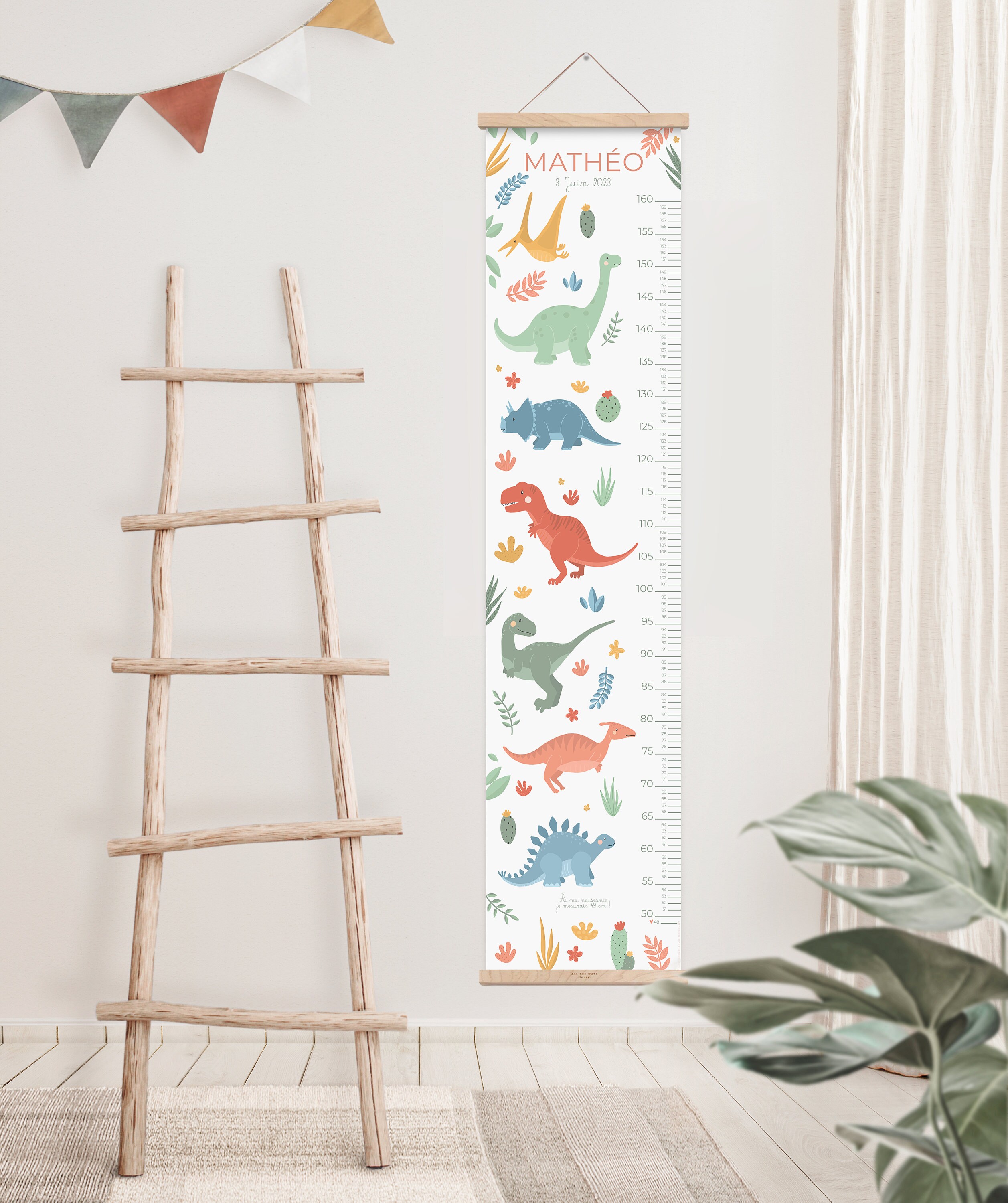 Toise illustrée Hello Dinos 130x30cm déco chambre - Etsy Canada