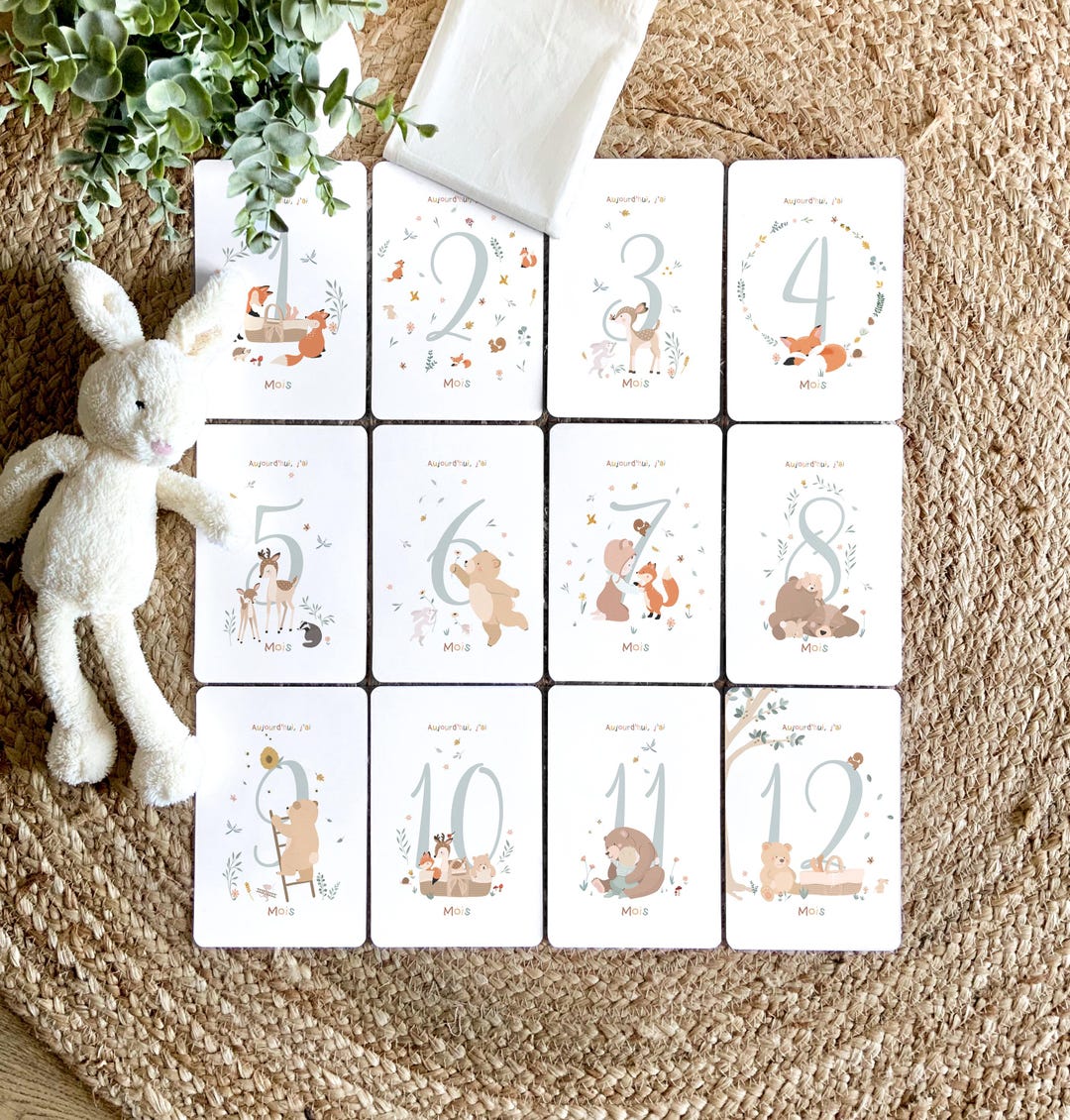 Illustrated "forest Theme" Milestone Cards, for the First Months of ...