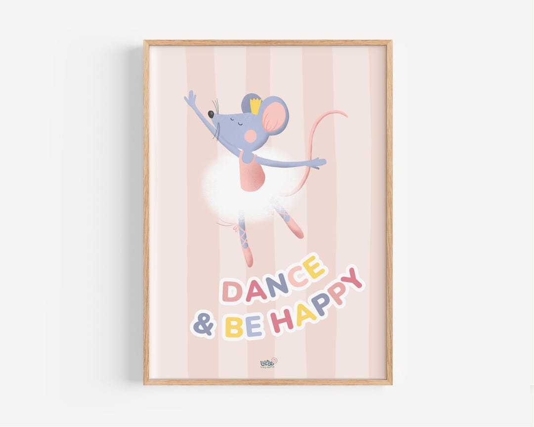 Decorative Poster, Illustrated Poster "dance & Be Happy", A4-A3, for ...