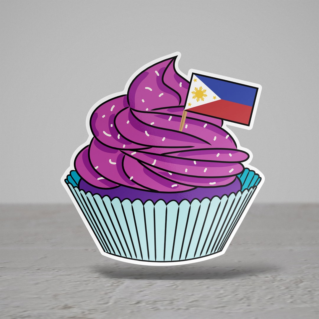 Ube Cupcake Sticker, Filipino Flag Sticker, Stickers for Hydroflask ...