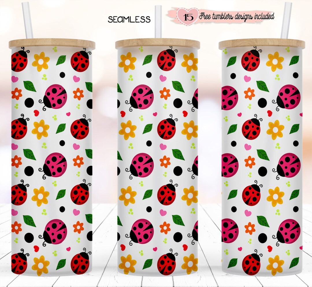 Ladybug 25oz Tumbler Design, Ladybug Wrap Design, Sublimation Digital ...
