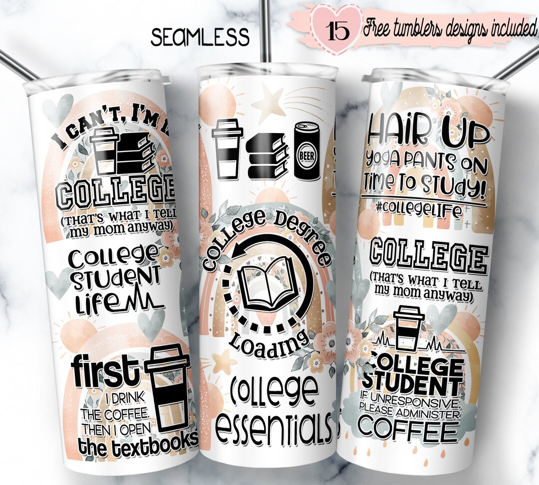 College Student 20oz Wrap, Digital Sublimation Design, 20oz Digital ...