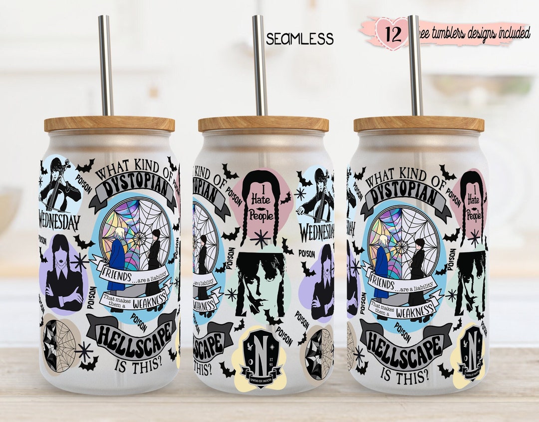 Wednesday 16oz Wrap, 16oz Tumbler Design, Sublimation Design, Addams ...