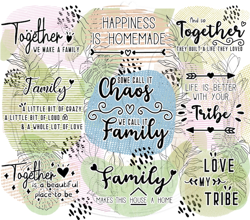 Family Tumbler Wrap: Positive Quotes Sublimation Design (digital ...