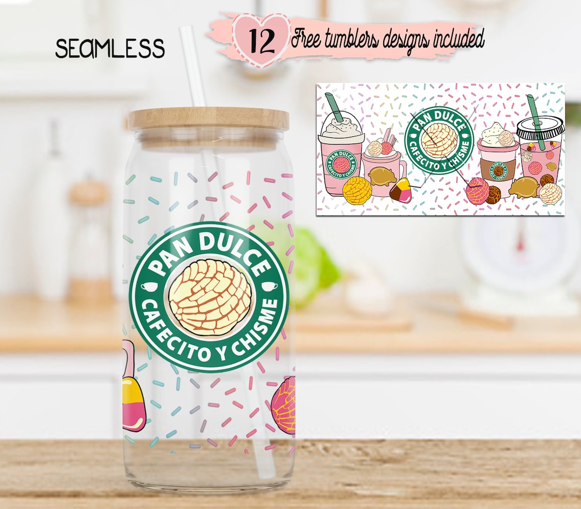 Cafecito Y Chisme 16oz Wrap Mexican Concha Design - Etsy