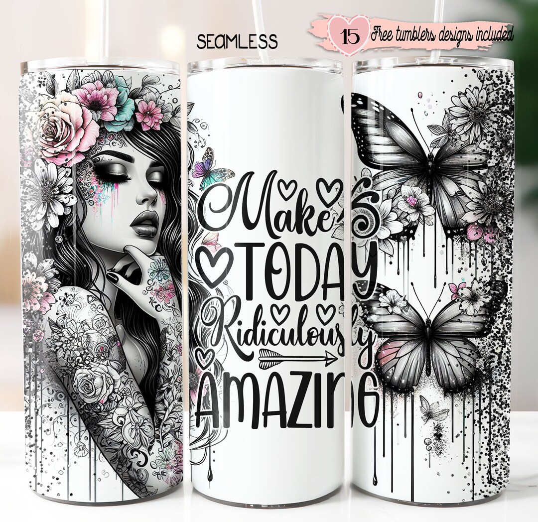 Positive Motivational 20oz Wrap, Digital Sublimation Design, Watercolor ...