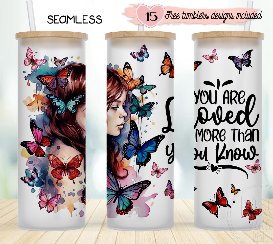 Motivational 25oz Tumbler Wrap, Butterfly Wrap Design, Inspirational ...