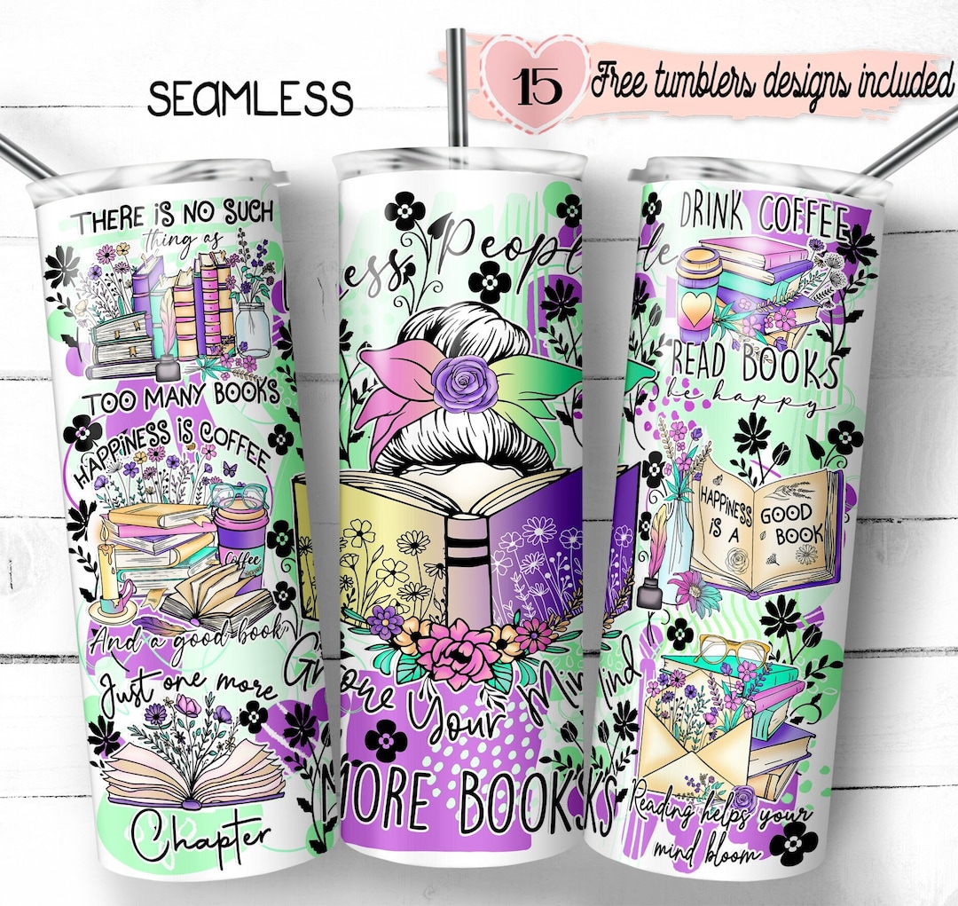 Book Lover 20oz Wrap, Digital Sublimation Design, 20oz Digital Design ...