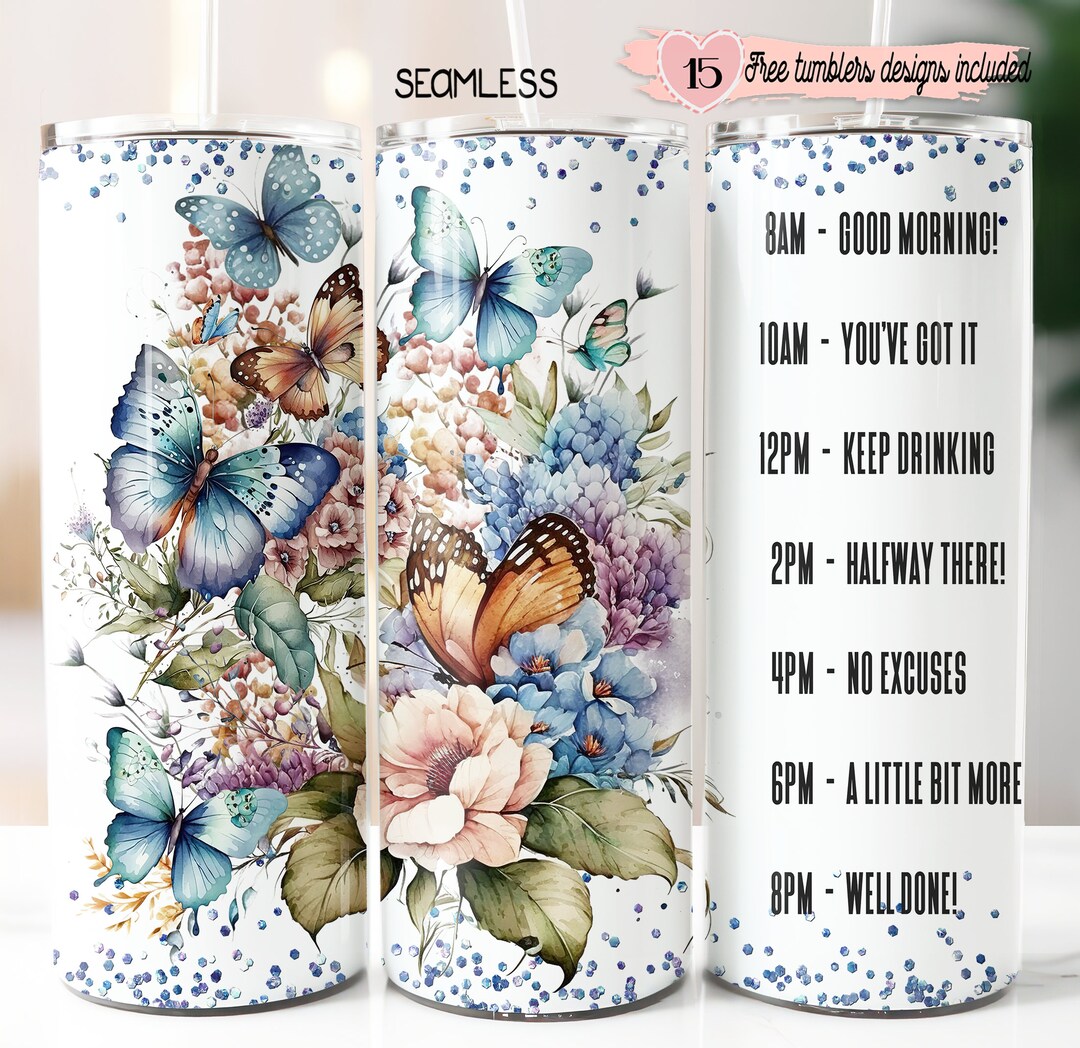 Butterfly 20oz Wrap Design, Digital Sublimation Design, 20oz Digital ...