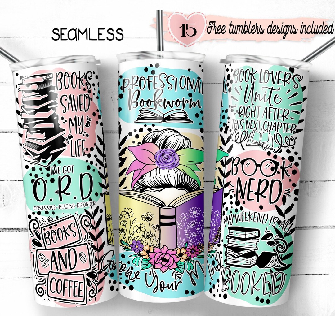 Book Lover 20oz Wrap, Digital Sublimation Design, 20oz Digital Design ...