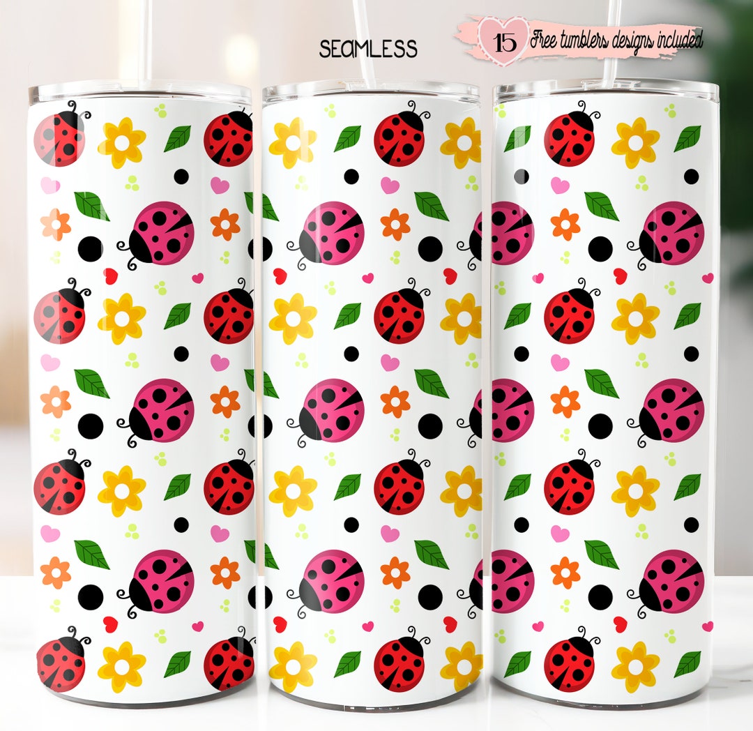 Cute Ladybug 20oz Wrap Design, Ladybug Digital Design, Sublimation 20oz ...