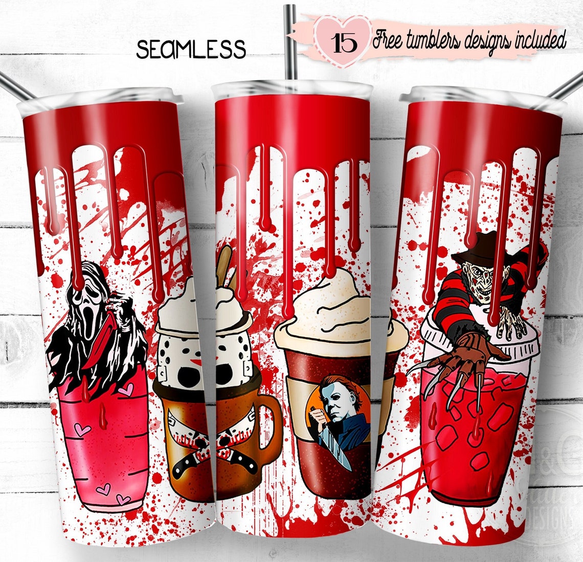 Horror Digital 20oz Wrap Digital Sublimation Design Drip - Etsy