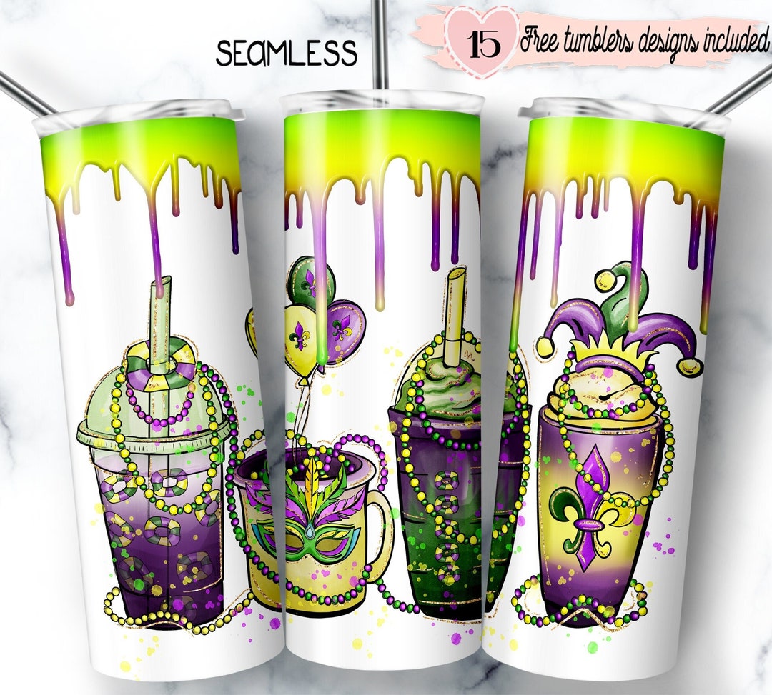 Mardi Gras 20oz Wrap, Digital Sublimation Design, Drip Wrap Design ...