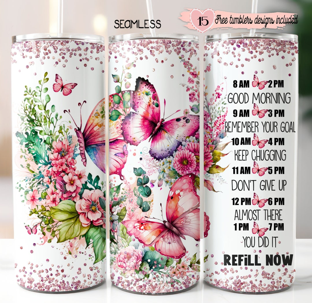 Butterfly 20oz Wrap Design, Digital Sublimation Design, 20oz Digital ...