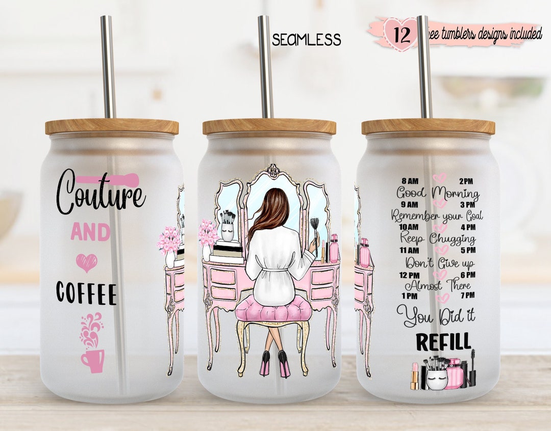 Beauty Tumbler Wrap: 16oz Libbey Glass Can Sublimation Design (PNG ...