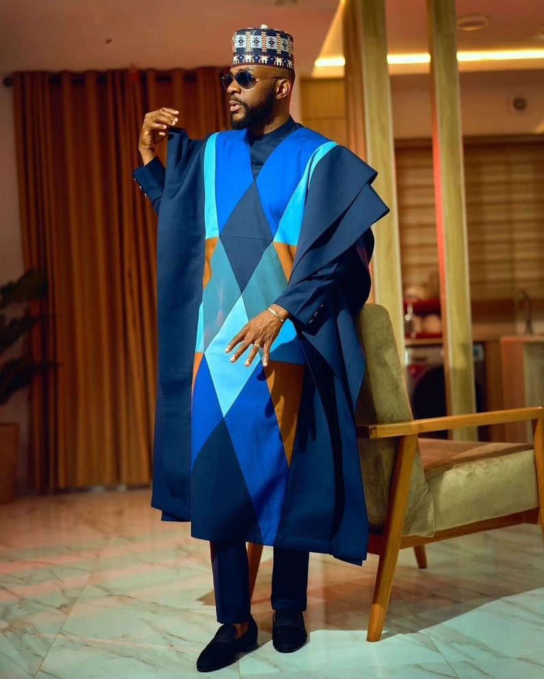 Ebuka Agbada for Men, Men Clothing, African Wedding Attire Groom Suit ...
