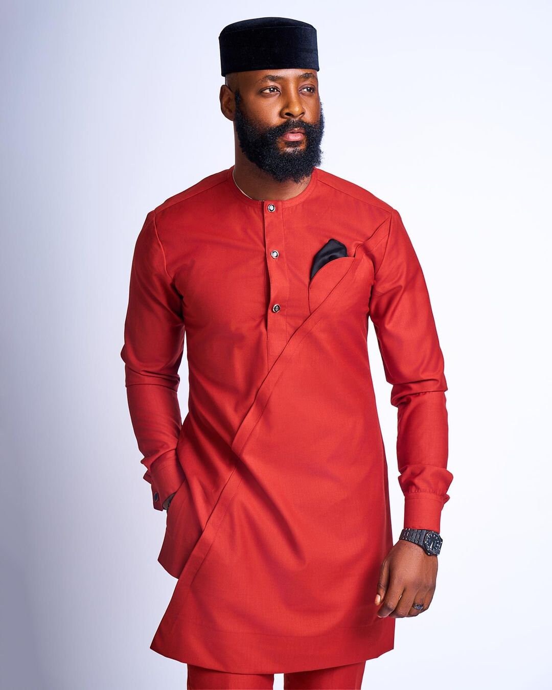 Red African Men Kaftan, Men 2piece Promsuit, African Groom Outfit ...