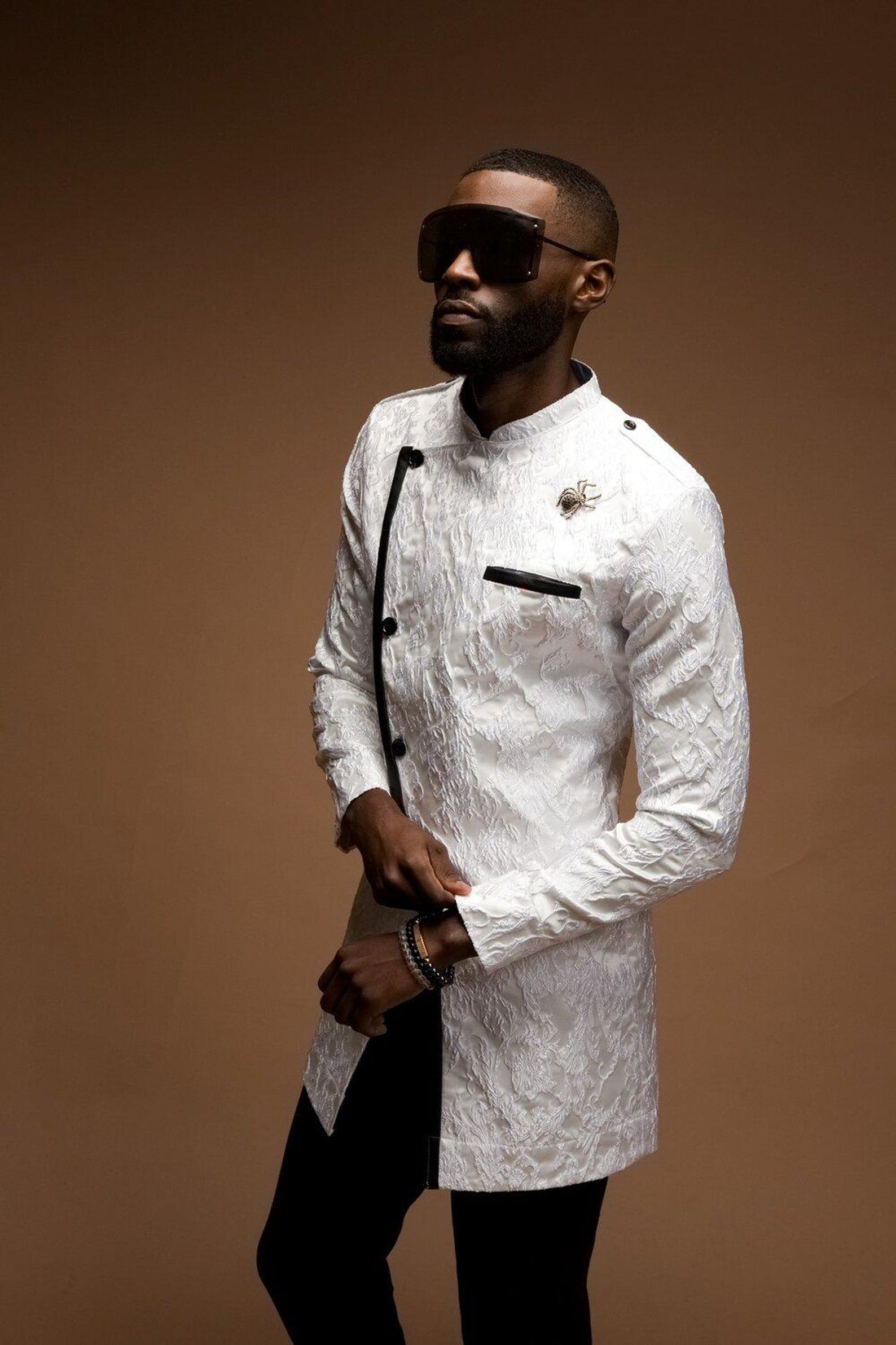 African Men Kaftan, Wedding Suit, African Men Ceremonial Suit, Senator ...