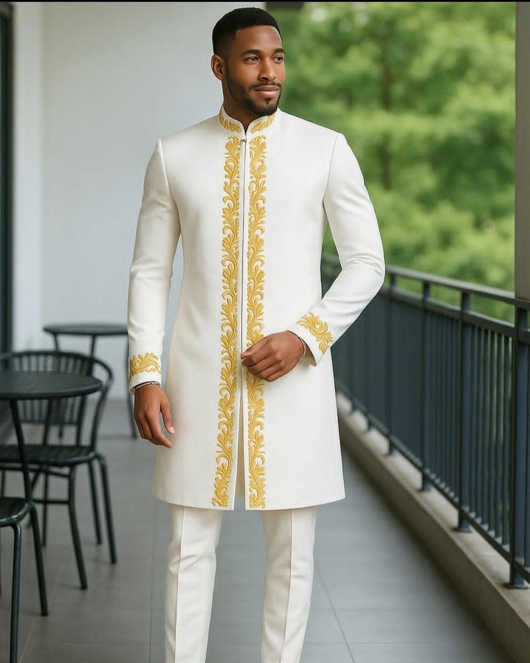 African Traditional Clothing With Gold Embroidery, African Men's Kaftan ...