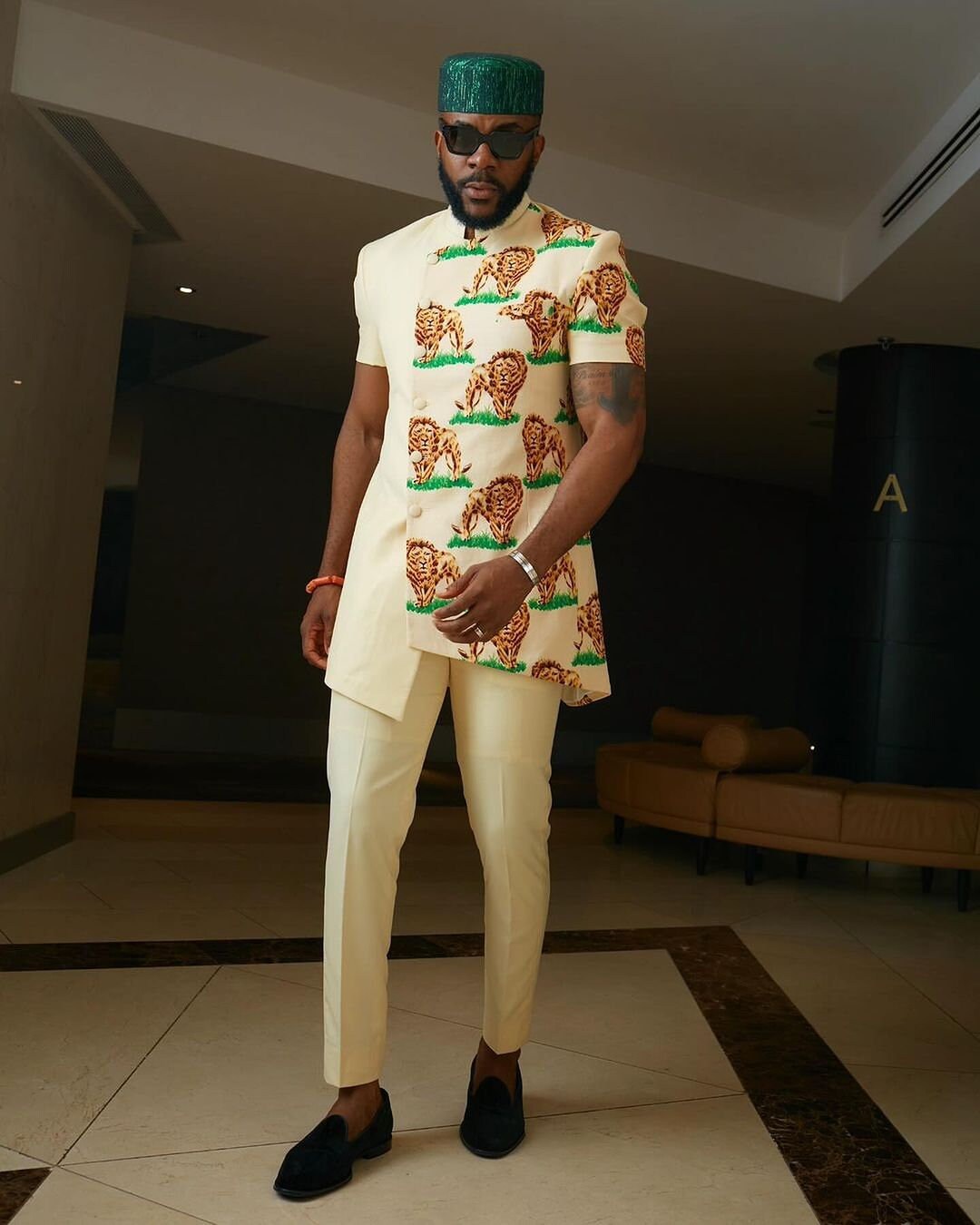 African Traditional Clothing With Lion Print, African Men's Kaftan/2 ...