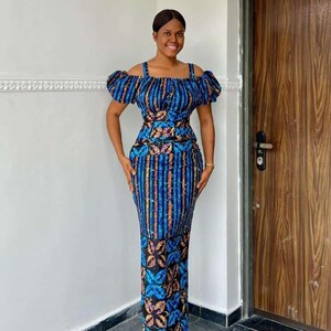 African Women in Ankara Armless Straight Gown Dresses, Women African ...