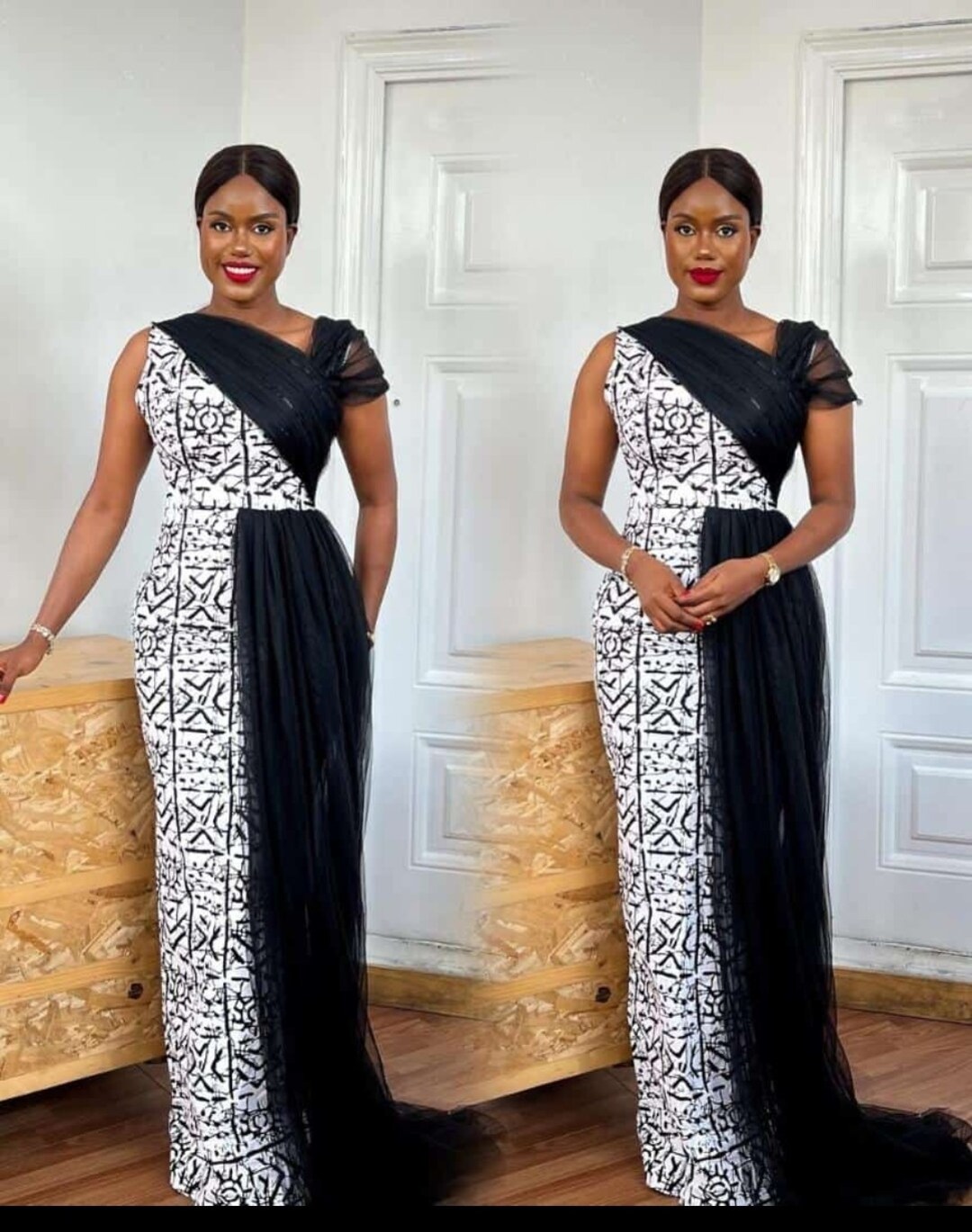 African Women in Ankara Armless Straight Gown Dresses, Women African ...