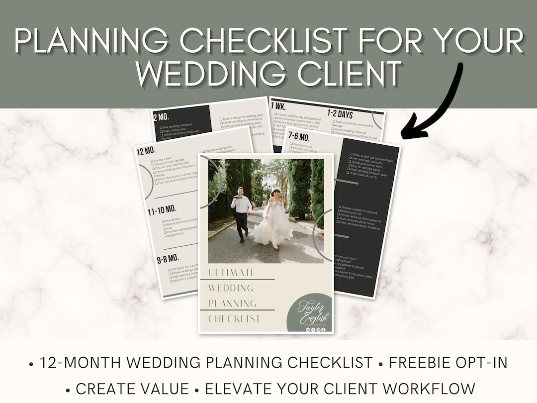 CANVA Wedding Planning Checklist Template, Client Opt-in Freebie ...