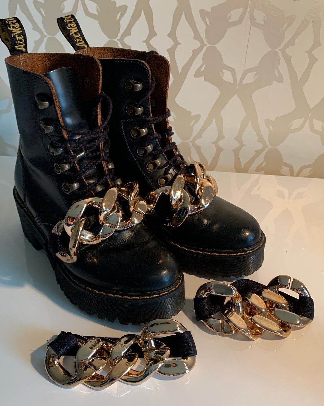 Wide Gold Chain Boots Strap for Combat or Tie Front Ankle Boots - Etsy