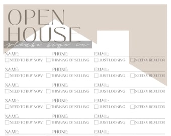 Real Estate Open House Sign in Sheet Printable - Etsy