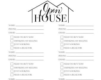 Real Estate Open House Sign in Sheet Printable - Etsy