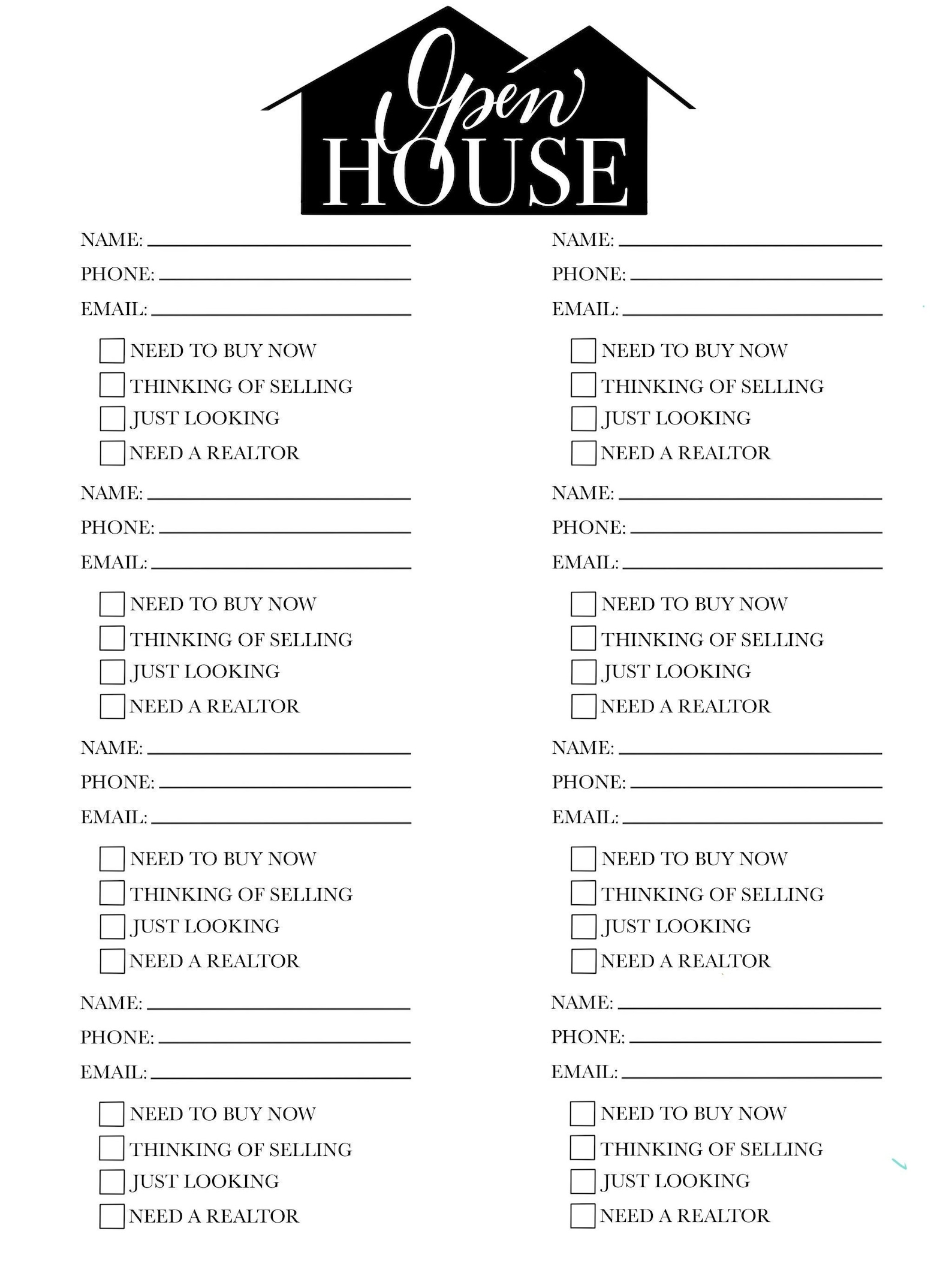 Real Estate Open House Sign in Sheet Printable - Etsy