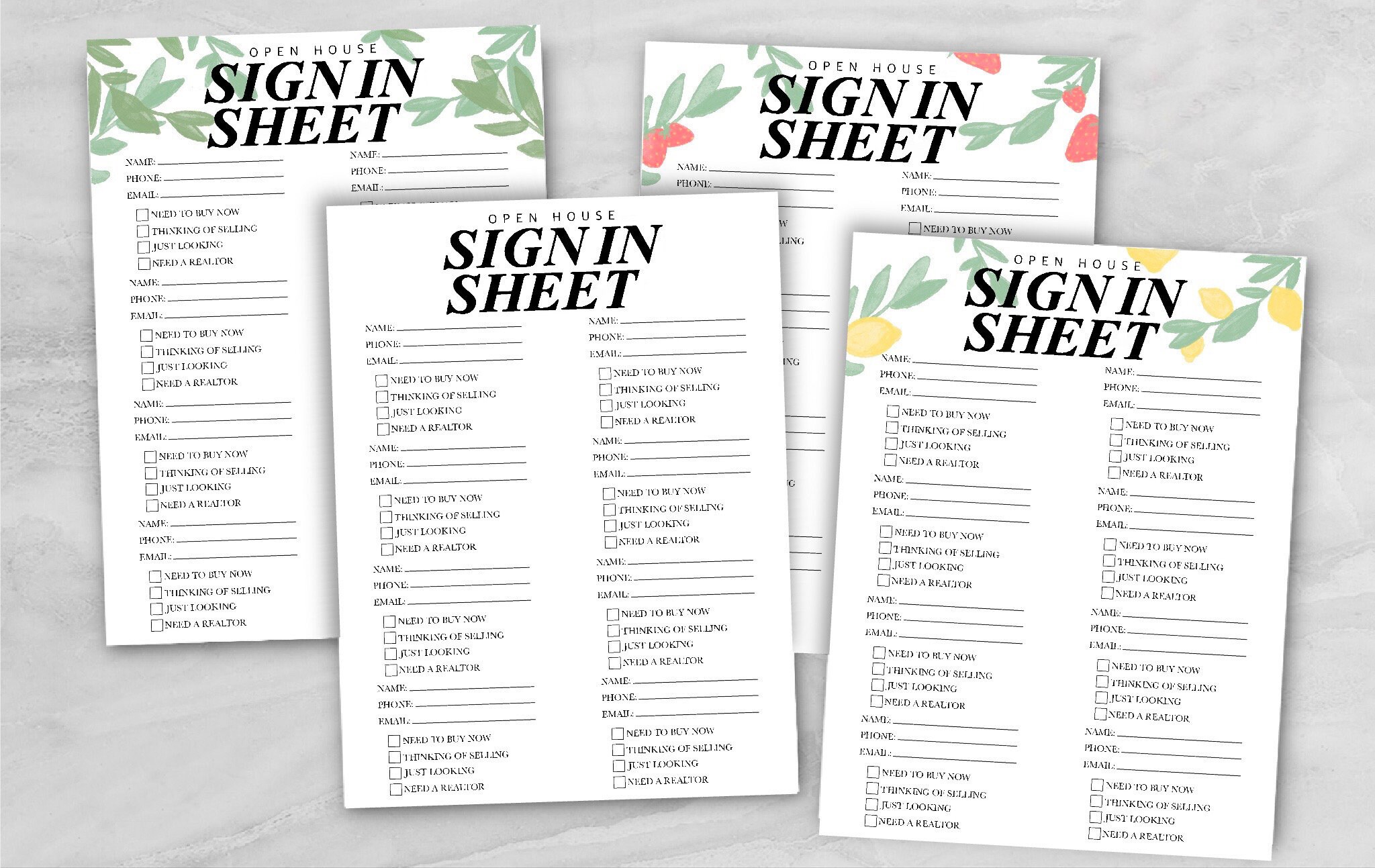 Real Estate Open House Sign in Sheets - Etsy