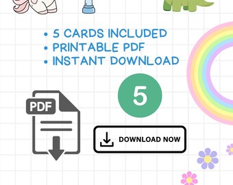 Printable Birthday Cards for Kids | 5 Card Bundle | Cute Boys & Girls ...