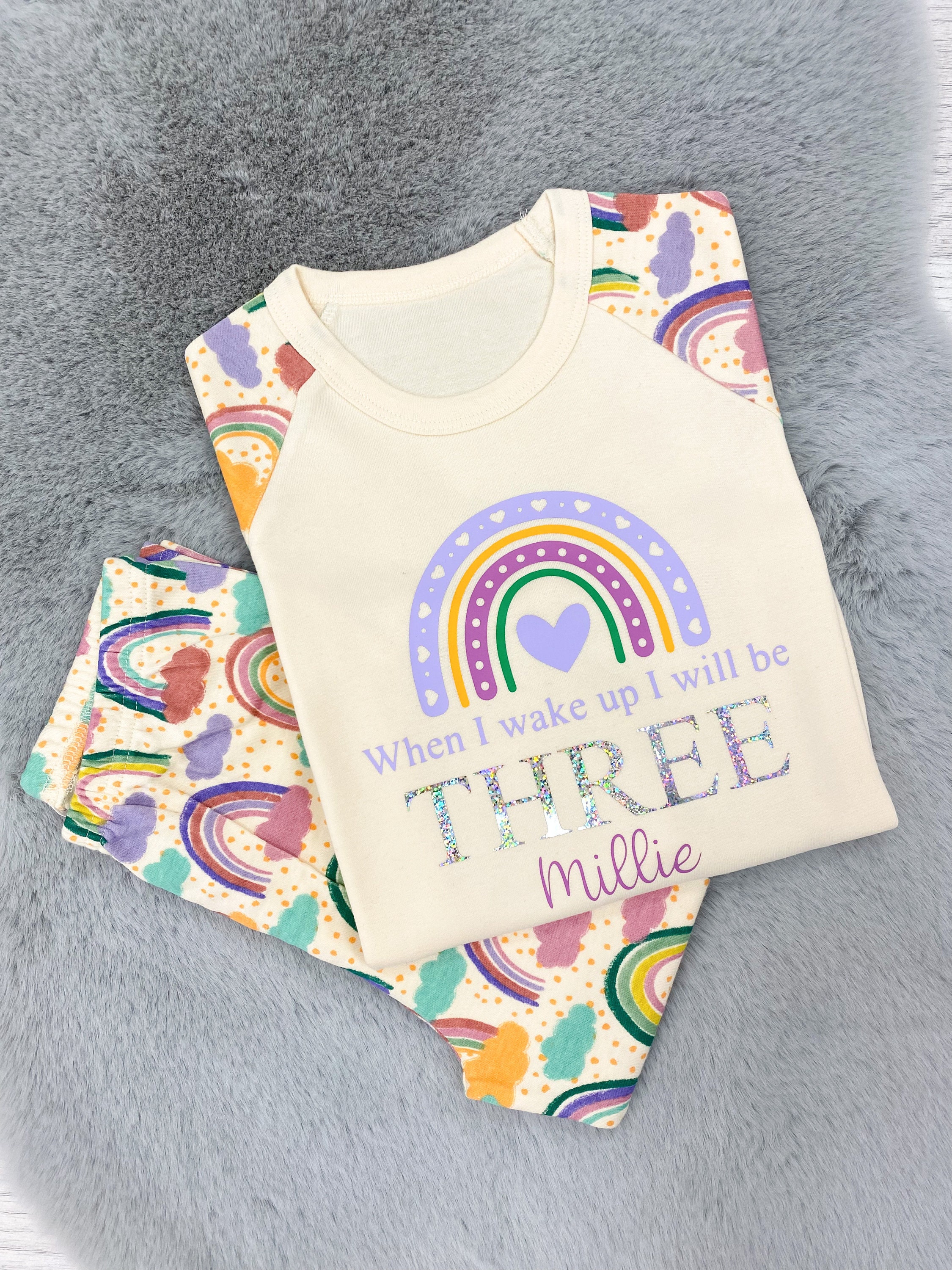 Rainbow Themed Birthday Pyjamas - Etsy UK